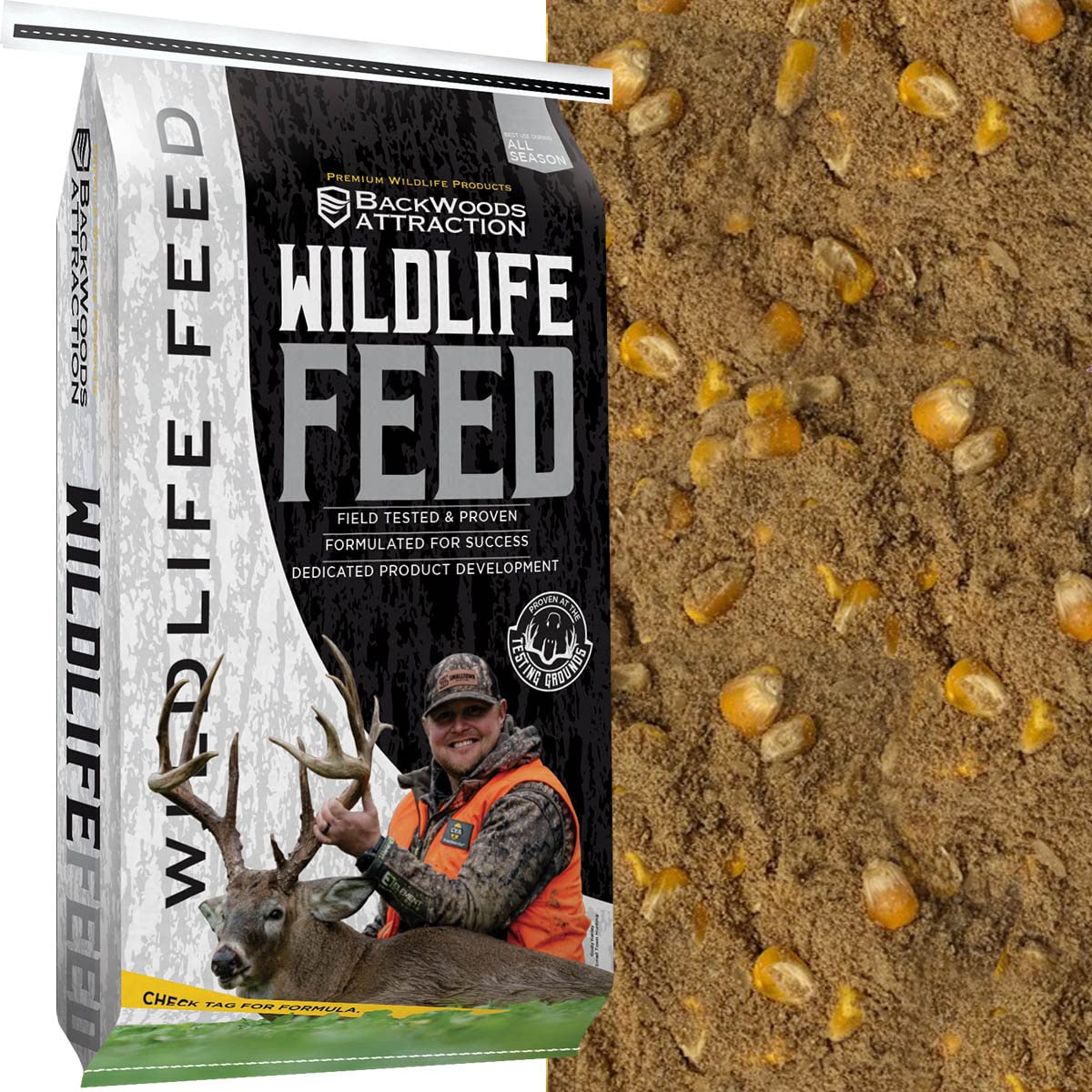 BACKWOODS ATTRACTION Buck Munch - Wildlife Feed Attractant - 40 Pound Bag