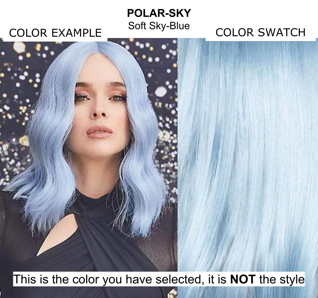 Bundle - 5 Items: Mod Sleek by Rene Paris, Christy's Wigs Q & A Booklet, 2oz Travel Size Wig Shampoo, HD Smooth and Wide Tooth Comb - Color: Polar Sky