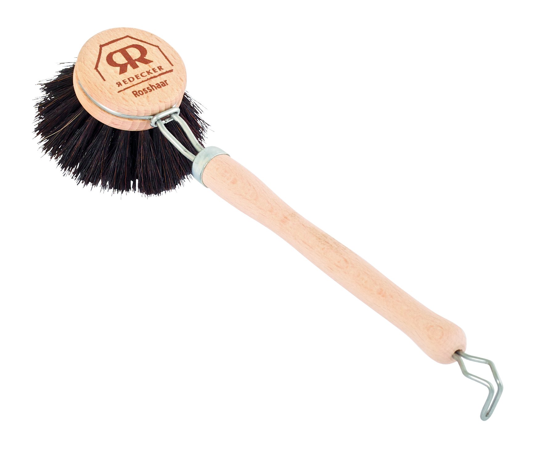 Redecker German-Made Horse Hair Bristle Dish Brush, Soft All-Purpose Scrubber for Kitchen & Household with Strong Horse Hair Bristles, 1-1/2 inch Replaceable Brush Head, Set of 2, 9-inches Long