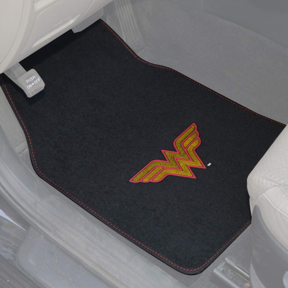 BDK Warner Bros DC Comics Classic Wonder Woman Carpet Floor Mats Car Accessories - 4pc Set Universal Fit for Car Truck Van SUV, Front 26" x 16.5", Rear 14" x 16.5" with No-Slip Grip