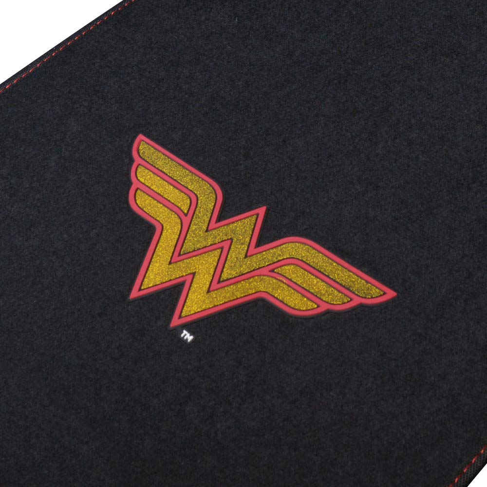 BDK Warner Bros DC Comics Classic Wonder Woman Carpet Floor Mats Car Accessories - 4pc Set Universal Fit for Car Truck Van SUV, Front 26" x 16.5", Rear 14" x 16.5" with No-Slip Grip