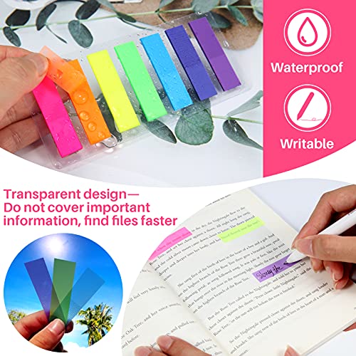 moinkerin 980 Pcs Sticky Notes Flags, 7 Color Index Tabs Index Flag Bright Colors Page Index Stickers Translucent Page Makers for Page Bookmarks