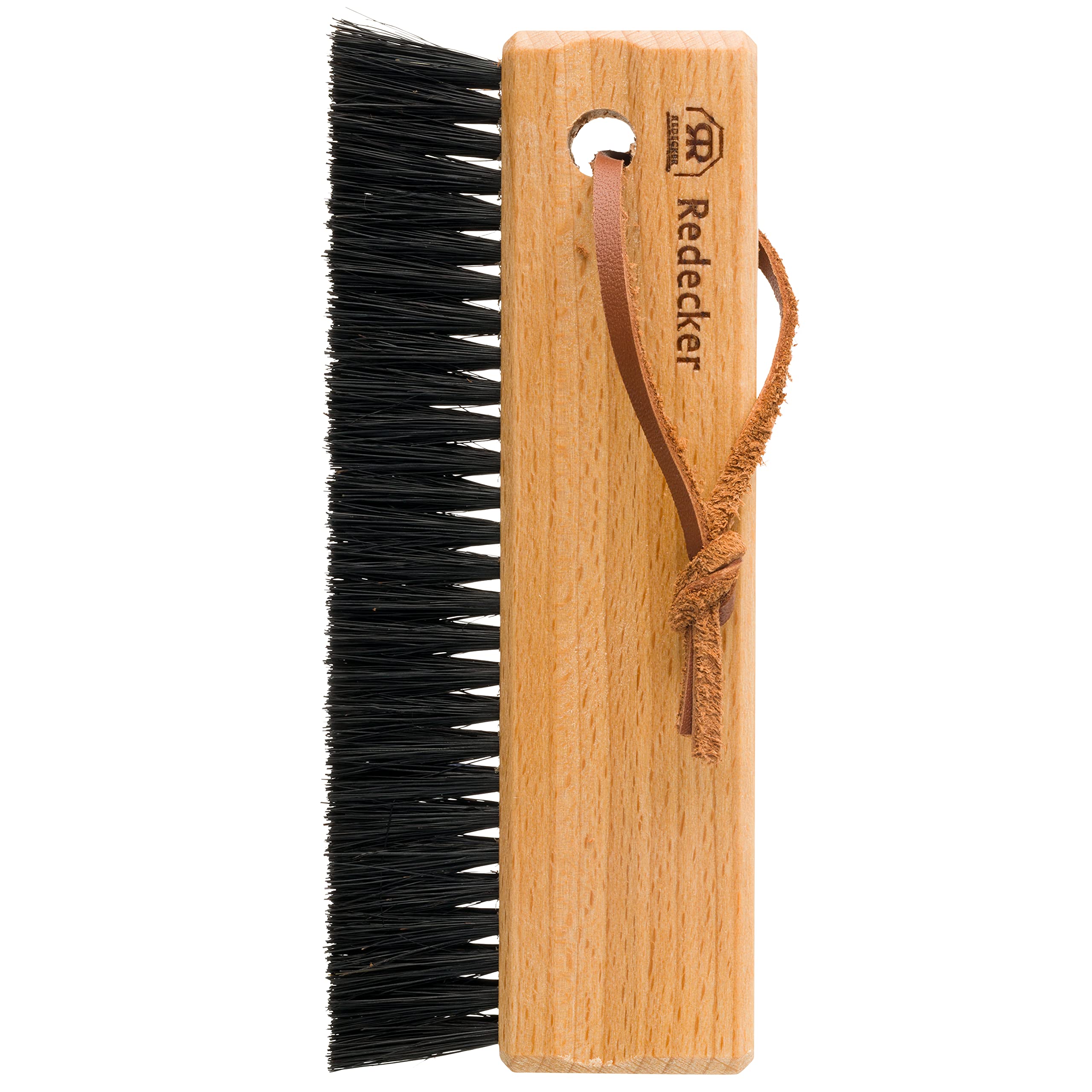 Redecker Fly Screen Brush, Stiff Pig Bristle, Oiled Beechwood Handle, Leather Hanging Loop, Made in Germany