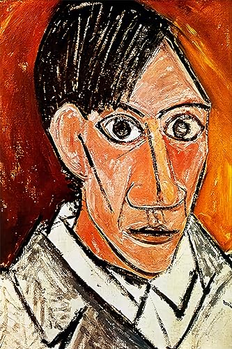 Pablo Picasso Wall Art & Decor - Self Portrait Poster Decorative Painting Canvas Wall Art Living Room Bedroom Painting1 Piece Framed or Unframed Women and Men Gift (Unframe,12in*18in)