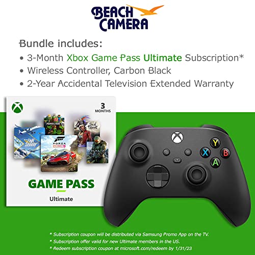 SAMSUNG QN90BA 55" Neo QLED 4K Quantum HDR Smart TV (2022) Ultimate Bundle with Xbox Wireless Controller (Carbon Black) and Premium 2 YR CPS Enhanced Protection Pack