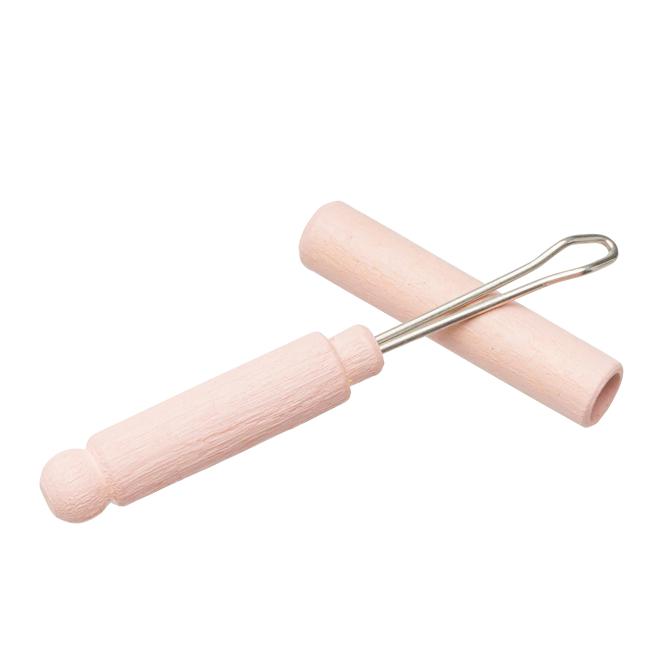 Redecker Ear Cleaner, Medical Grade Stainless Steel Loop-Shaped Tool for Earwax Removal with Hornbeam Wood Handle and Cover, Made in France, Light Rose