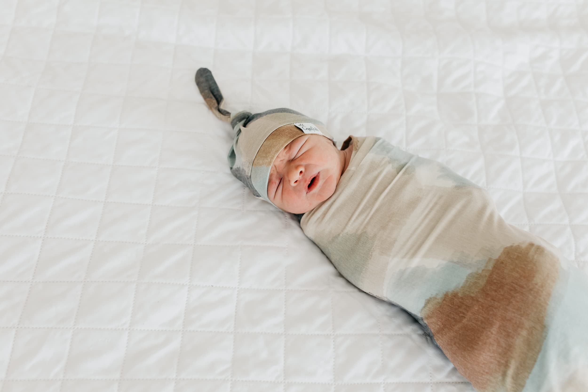 Baby Beanie Hat Top Knot Stretchy Soft"Picasso" by Copper Pearl