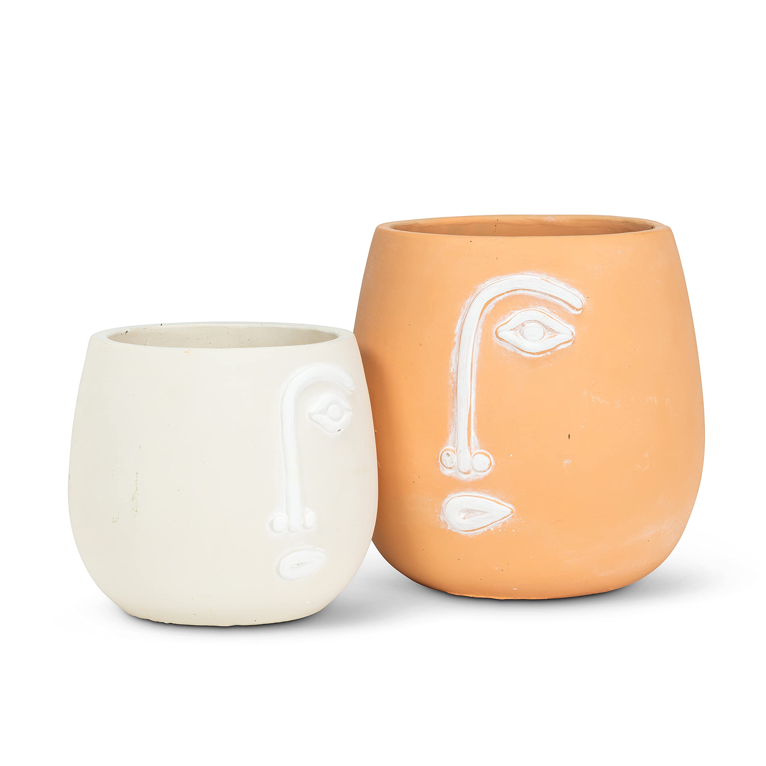 Abbott Collection 27-Picasso-LG Large Half Face Planter, 8" D, Orange