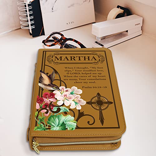 10x7 Inch Personalized Bible Cover – Create Your Own Design, Custom Bible Cover and Carrying Case with Handle – Leatherette Book Covers and Bible Case for Women - Brown (Design 4)