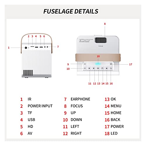 Projector Full HD 1080P Mini LED Portable Projector Home Projector Projector (Size : UK Plug)