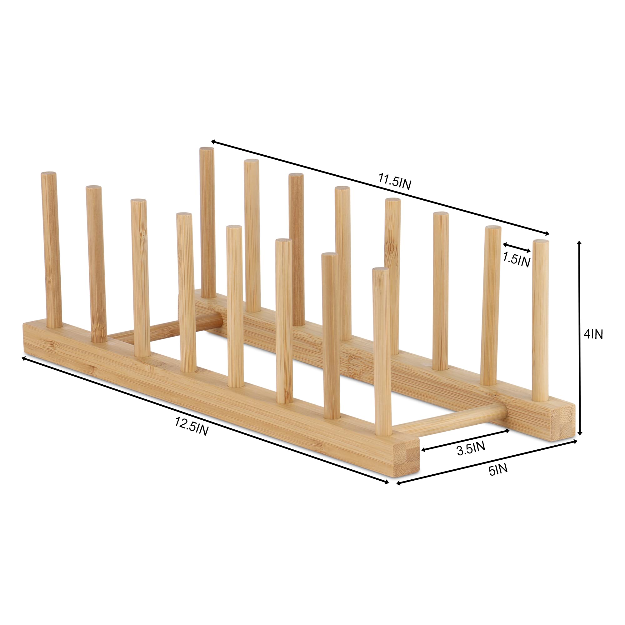 Joey’z Bamboo Dish Drying Rack - Dish Organizer Rack for Cabinet, Plates, Cups, Bowls, Pot Lids & Cutting Boards - Dish Storage and Pot Lid Organizer & Holder - Kitchen Storage Organizer