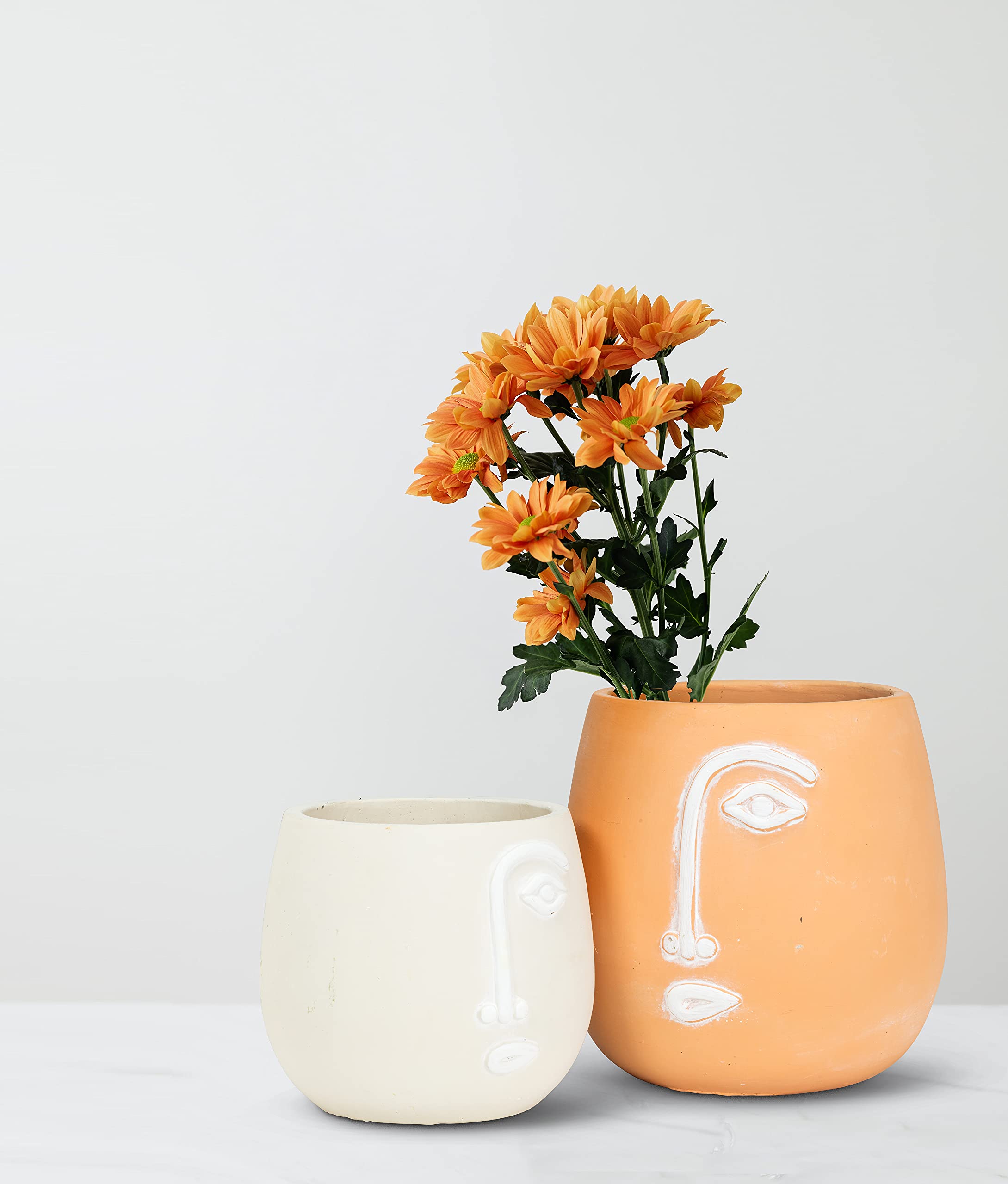 Abbott Collection 27-Picasso-LG Large Half Face Planter, 8" D, Orange