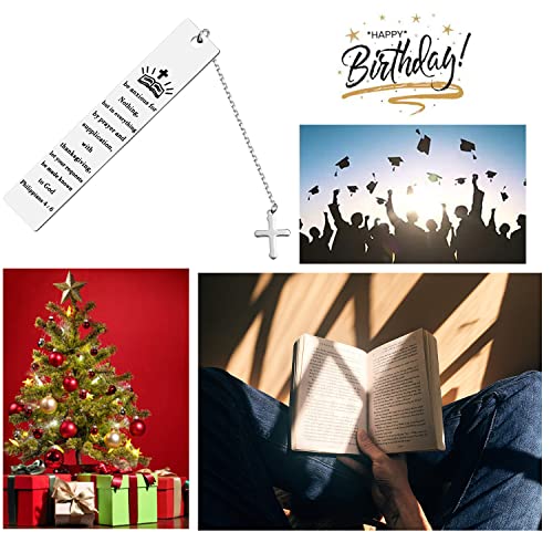 Gzrlyf Be Anxious for Nothing Bookmark Philippians 4:6 Bookmark Metal Bible Verse Bookmarks Christian Gifts for Book Lover (Philippians 4: 6 Bookmark)