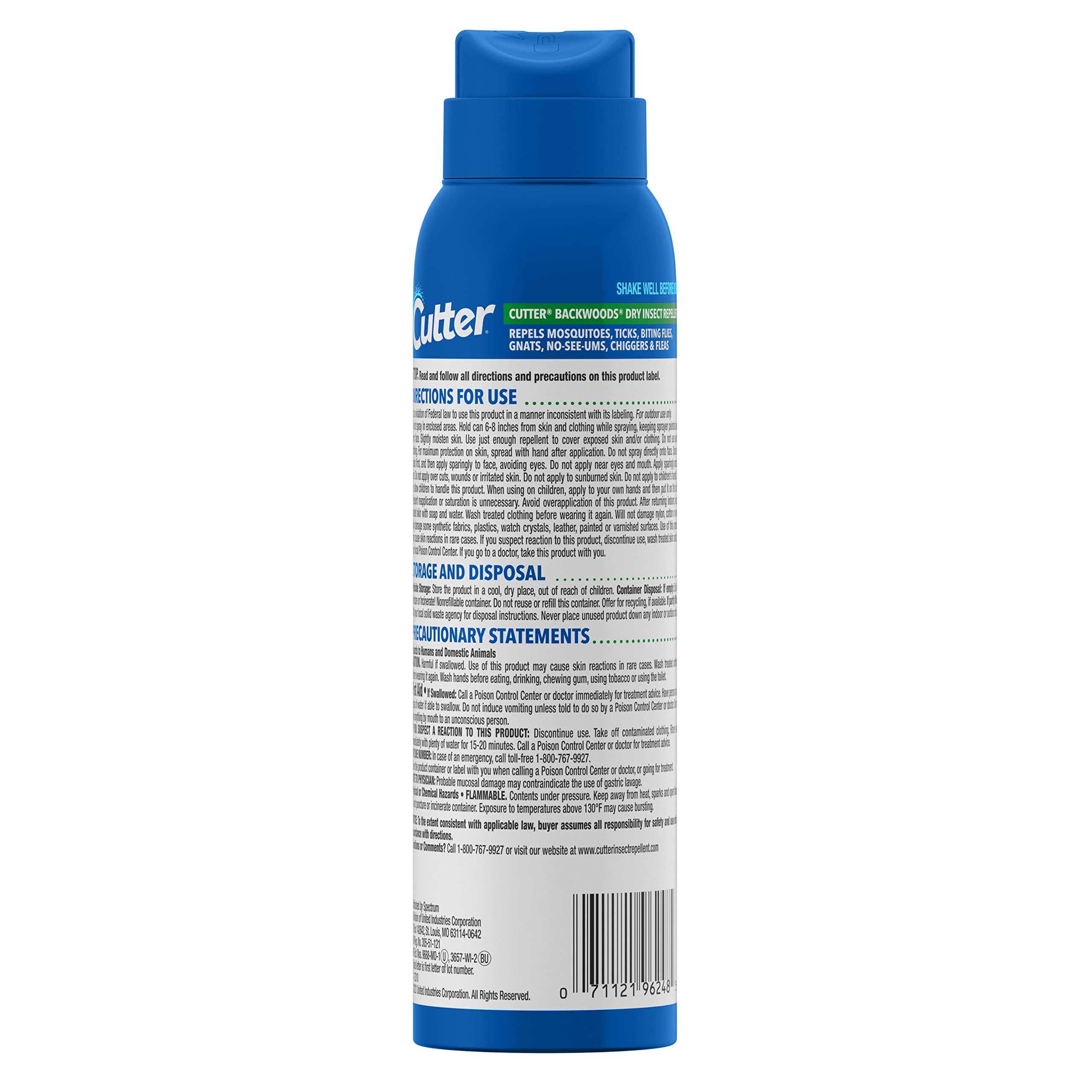 Cutter Backwoods Dry Insect Repellent, Mosquito Repellent, 25% DEET, Sweat Resistent, 4 Ounce (Aerosol Spray) (Pack of 2)