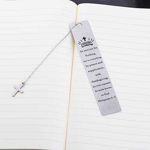 Gzrlyf Be Anxious for Nothing Bookmark Philippians 4:6 Bookmark Metal Bible Verse Bookmarks Christian Gifts for Book Lover (Philippians 4: 6 Bookmark)