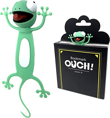 3D Cartoon Animal Bookmark Lovely Fun Cute Bookmarks PVC Animal Bookmark Squashed Animals Reading Bookmark Stationery Presents Party Favors Great Gift Ideal for Kids and Students - Gecko