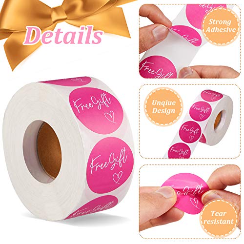 1000 Pieces 1.5 Inch Customer Appreciation Stickers Small Business Sticker Roll Round Self Adhesive Stickers Labels for Packing Mailing Envelopes Postcards (Rose Red Background)