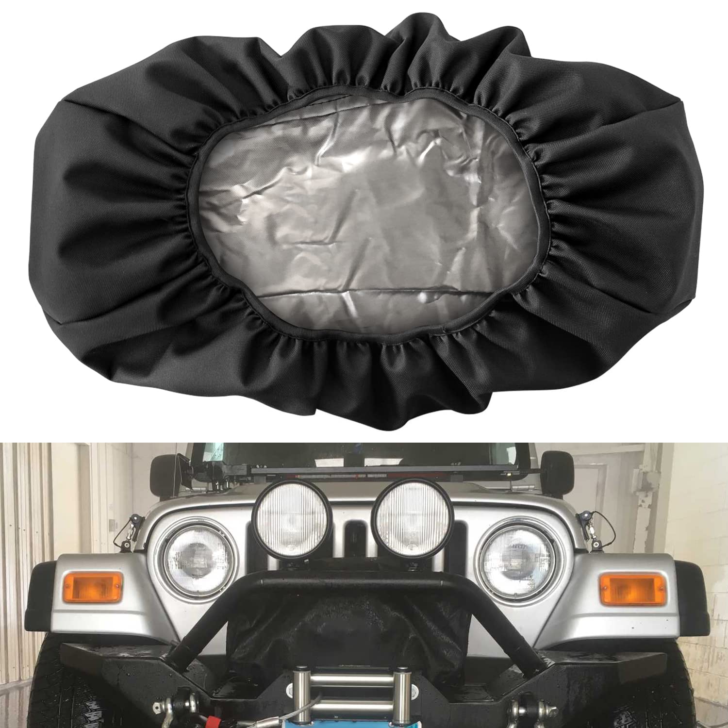 1PCS Winch Cover, Protect Your Winch from Dust and Water with Heavy-Duty Waterproof Cover, Ideal for Electric Winches 8500-17500 lbs, Indoor/Outdoor Use - Black, 21.5” x 9.5” x 7.5