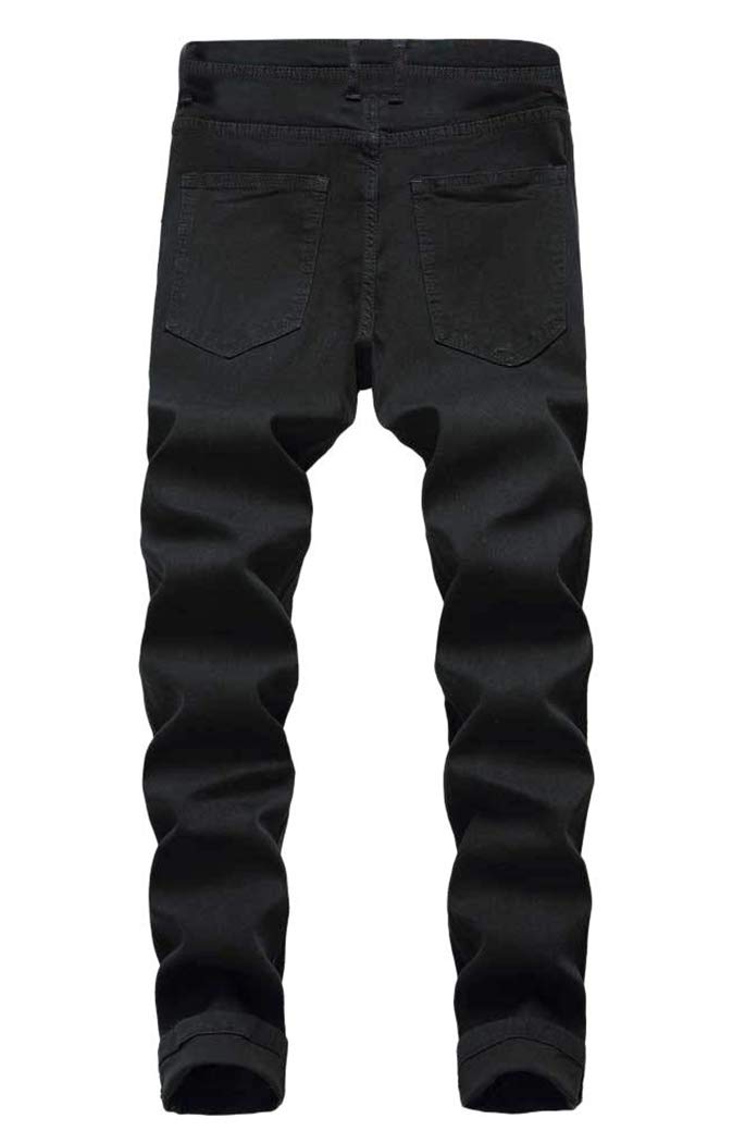 Men's Ripped Skinny Stretch Distressed Destroyed Slim Jeans Denim Pants Black 30