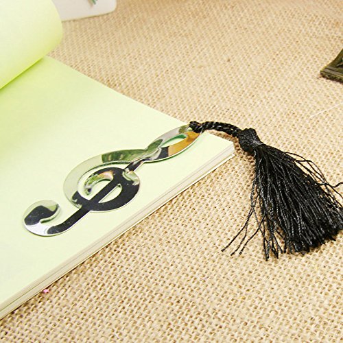 m·kvfa Romantic Music Note Alloy Bookmark Novelty Ducument Book Marker Label Stationery Lovely Music Note Page Markers Metal with Tassels Pendant Gifts Perfect for Gifts