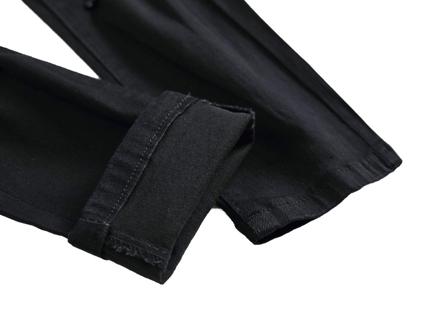 Men's Ripped Skinny Stretch Distressed Destroyed Slim Jeans Denim Pants Black 30