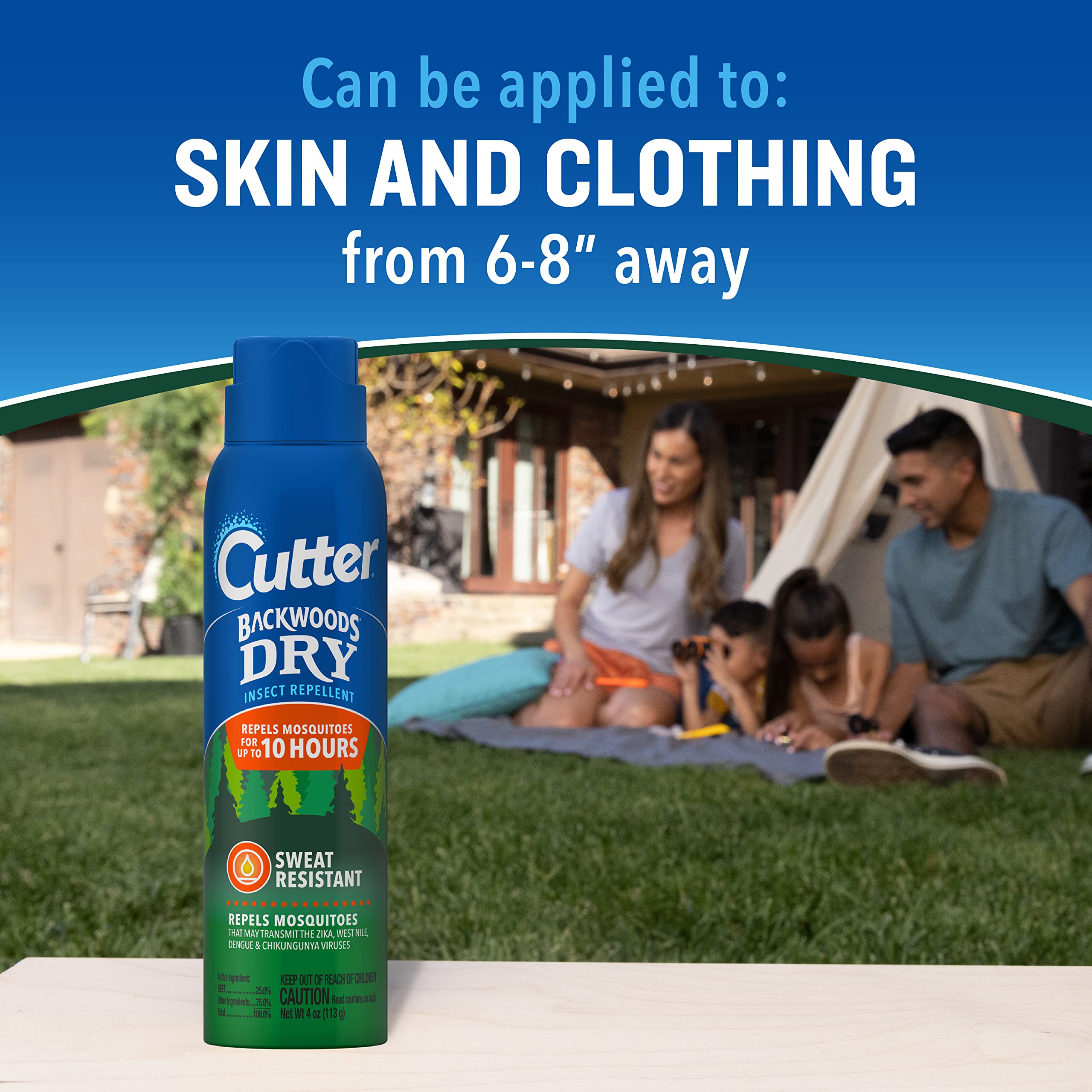 Cutter Backwoods Dry Insect Repellent, Mosquito Repellent, 25% DEET, Sweat Resistent, 4 Ounce (Aerosol Spray) (Pack of 2)