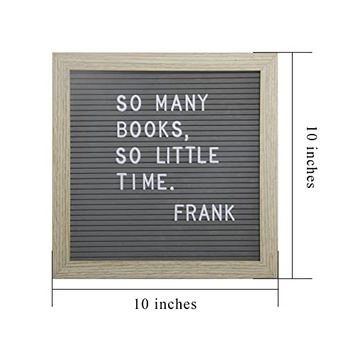 Letter Board by Crystal Lemon, Felt Letter Board, 10x10 Inches, Changeable Wooden Message Board Sign, Wood Frame, Wall Mount, Free Standing(Gray)