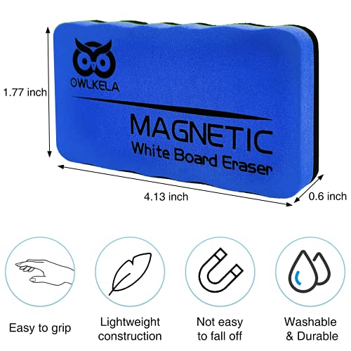OWLKELA Dry Erase Erasers, Magnetic Whiteboard Erasers 8 Pack, Magnetic Dry Erasers for White Board, White Board Markers Dry Erase, Ideal for Classroom, Home, Office