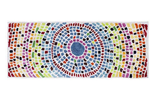 Better Trends Picasso Mosaic Collection 100% Combed Cotton Tufted Yarn Super Absorbent Thick Bath Mat Rug Rubber Latex Backing Machine Washable, 20" x 60" Runner, Multicolor Pattern