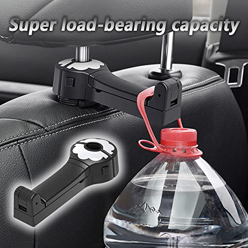 2 Pack of Upgraded 2 in 1 Car Seat Hooks 360 ° Rotation, with Cell Phone Holder, Hidden Seat Hooks, Can Hang Handbags, Purse, Toys, Groceries, Hook (2pcs-Silver)
