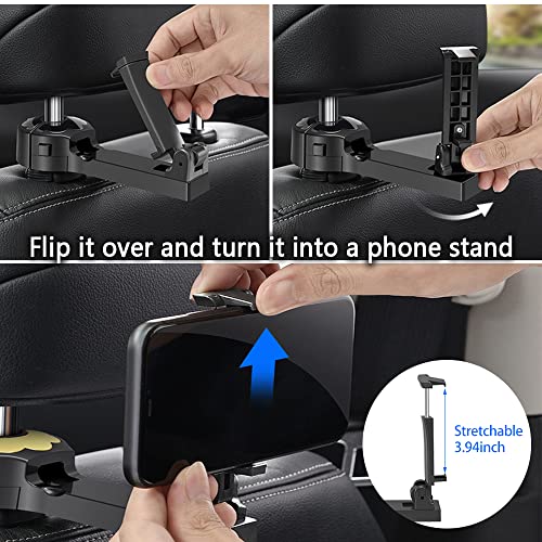 2 Pack of Upgraded 2 in 1 Car Seat Hooks 360 ° Rotation, with Cell Phone Holder, Hidden Seat Hooks, Can Hang Handbags, Purse, Toys, Groceries, Hook (2pcs-Silver)