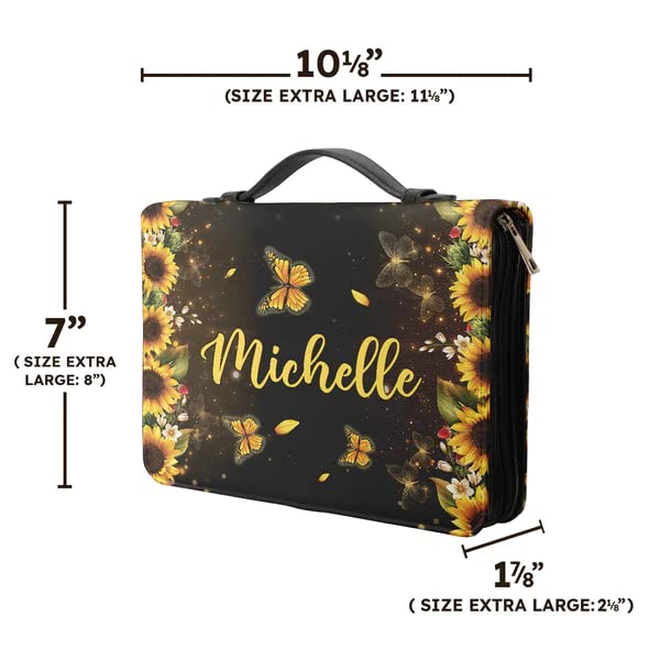 Dont Be Afraid Just Believe Mark 5 36 Sunflower Butterfly Christian Gifts Custom Book Bible Cover Premium Faux or Top Grain Leather