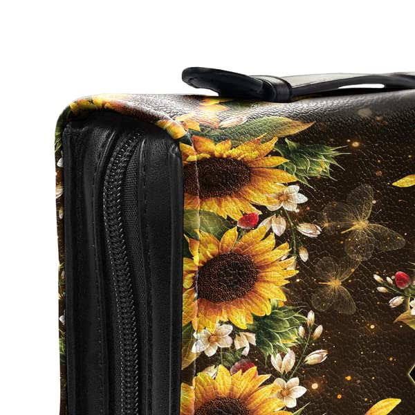 Dont Be Afraid Just Believe Mark 5 36 Sunflower Butterfly Christian Gifts Custom Book Bible Cover Premium Faux or Top Grain Leather