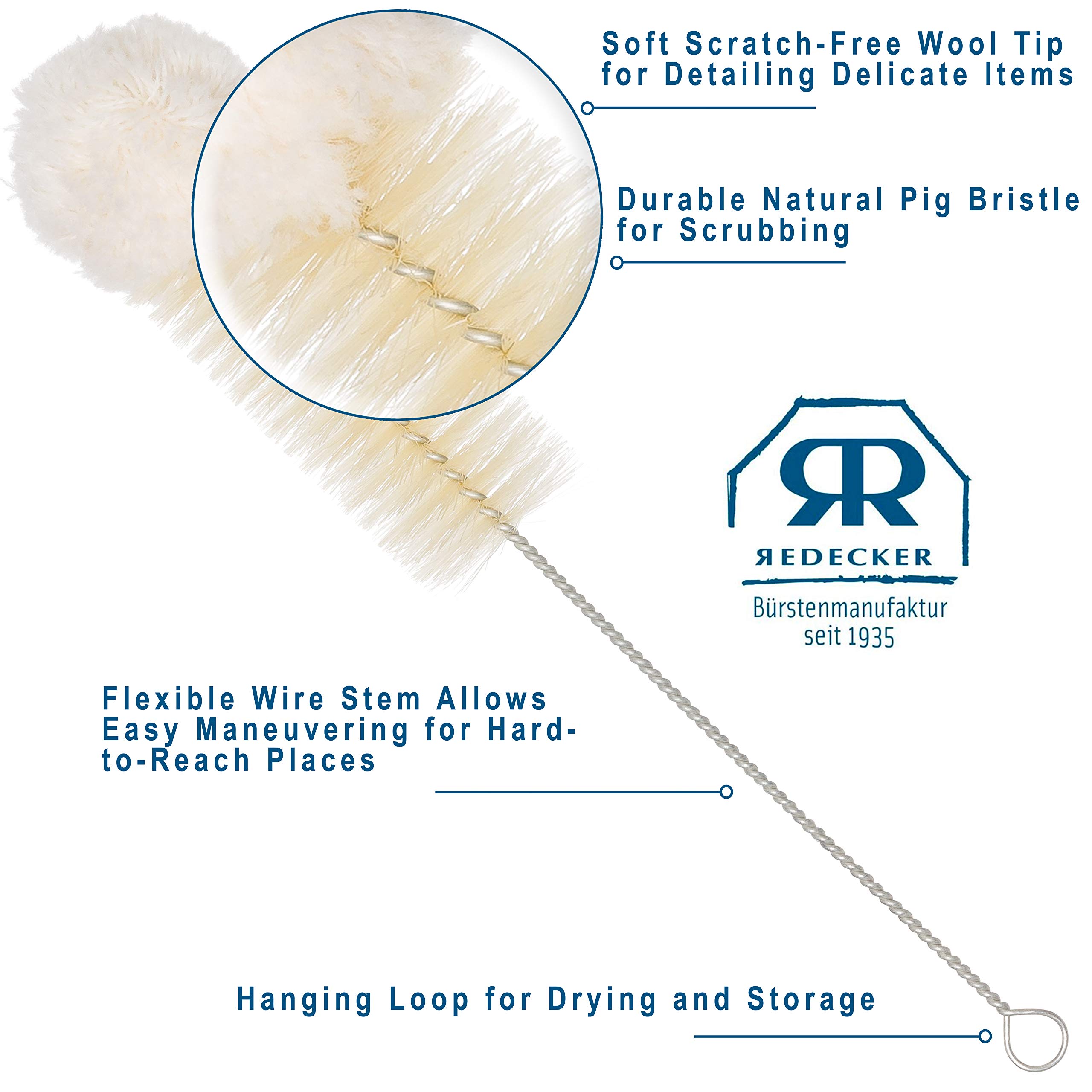 Redecker Natural Pig Bristle and Cotton Cleaning Brush, 12-5/8-Inches