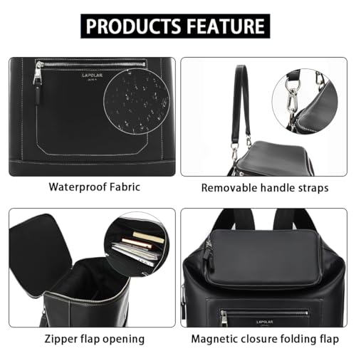 LAPOLAR Travel Backpack, Business Travel Laptop Backpack for Men, 15.6 inch Computer Bag Flap Backpack