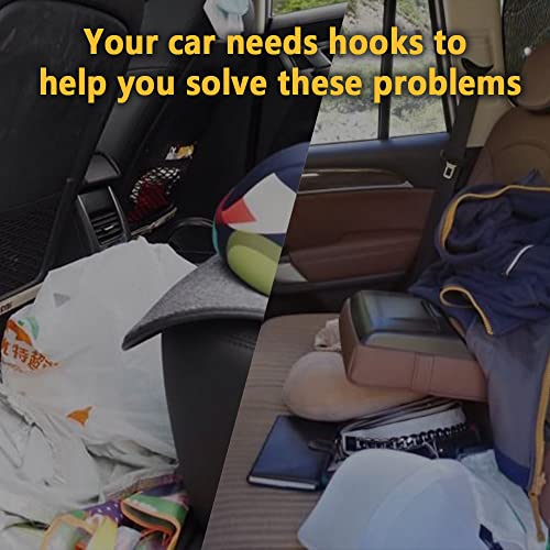 2 Pack of Upgraded 2 in 1 Car Seat Hooks 360 ° Rotation, with Cell Phone Holder, Hidden Seat Hooks, Can Hang Handbags, Purse, Toys, Groceries, Hook (2pcs-Silver)