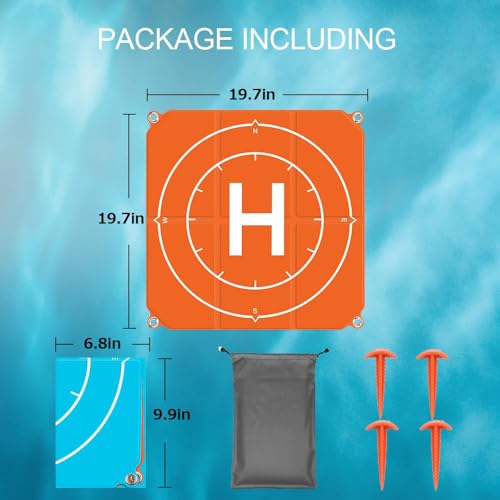 DJI Mini 4 Pro Foldable Landing Mat, Waterproof Helipad for DJI Mini 4 Pro, Air 3, Mini 3, Mavic 2 Pro, FPV (20inch)