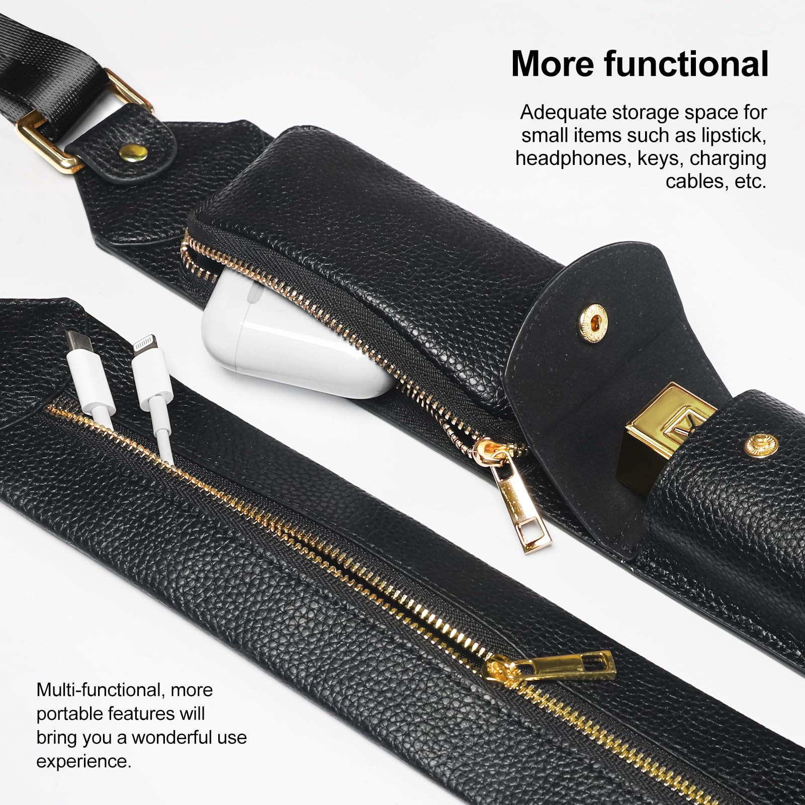 Replacement Vegetarian Leather Crossbody Strap-Adjustable Black Purse Strap,Clip & Go Shoulder Bag Strap for Handbags,Durable Thick Replacement Straps