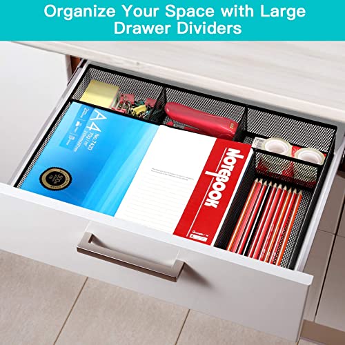 HUANUO Desk Drawer Organizer- 5 Compartments Large Space,16.2 x 12.2 x 2.36 Inches,Multi-use Storage Box Set for Office,Bathroom, Kitchen, Makeup