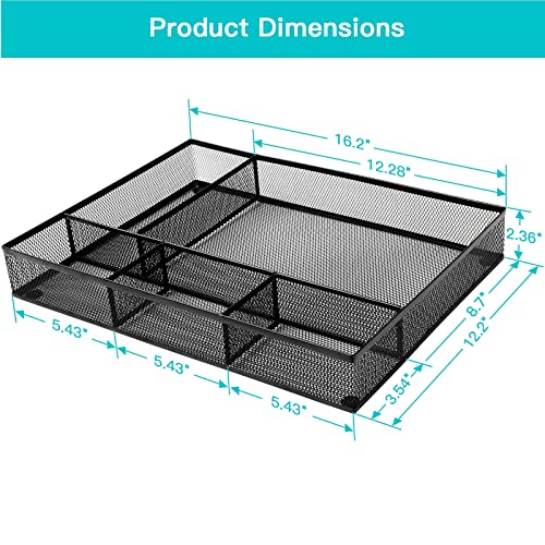 HUANUO Desk Drawer Organizer- 5 Compartments Large Space,16.2 x 12.2 x 2.36 Inches,Multi-use Storage Box Set for Office,Bathroom, Kitchen, Makeup