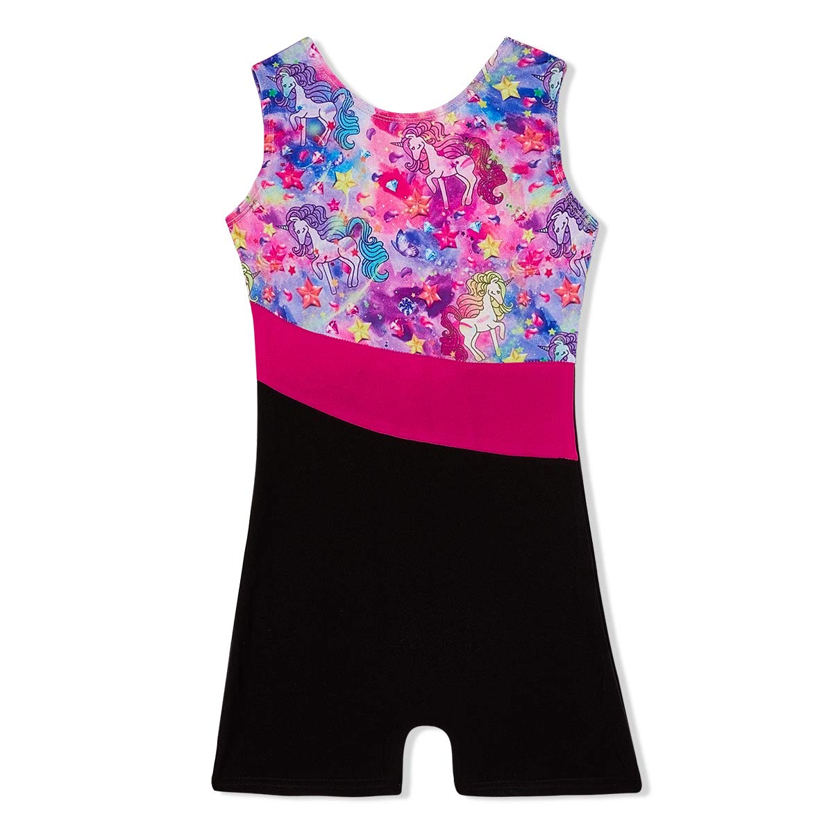 MYQFF 5t Toddler Gymnastics Leotards for Girls Sparkly Dance Ballet Leotards Tumbling Outfits Pro Kids Unitard Biketards with Shorts Comfortable Stretchy for Training Competition Black Unicorn