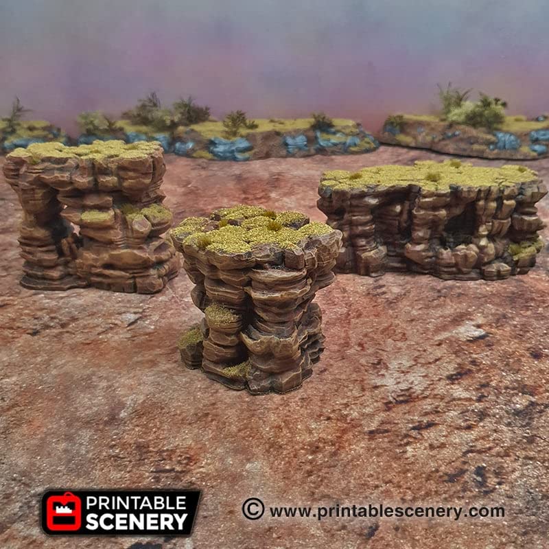 Three Flat Large Canyon Rocks DND Terrain for Dungeons and Dragons Terrain, D&D, Pathfinder, Warhammer 40k, Miniatures, D and D, Dungeons and Dragons Gifts, Dungeon Master