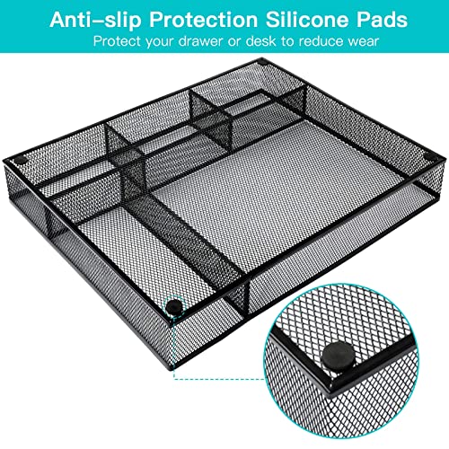HUANUO Desk Drawer Organizer- 5 Compartments Large Space,16.2 x 12.2 x 2.36 Inches,Multi-use Storage Box Set for Office,Bathroom, Kitchen, Makeup