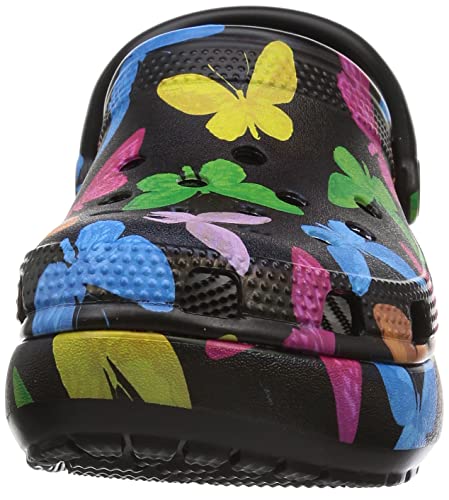 Crocs Women's Classic Graphic Platform Clogs, Platform Shoes, Butterfly/Black, 10 Women
