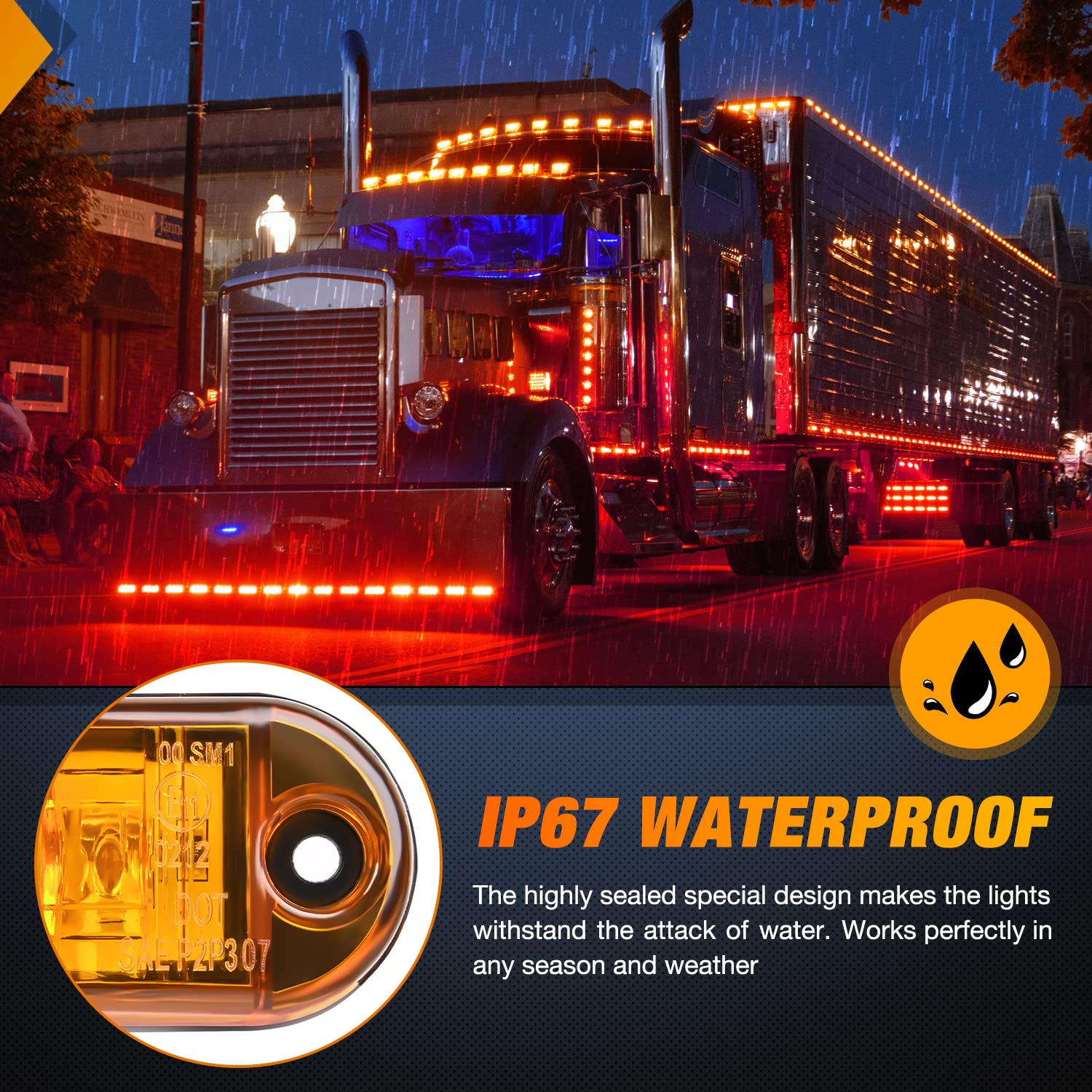 Nilight 2.5Inch Oval Side Marker Light 10PCS 2 Diode LED Trailer Fender Light Clearance Light Waterproof Surface Mounted for 10-30V Truck Camper Boat Lorry