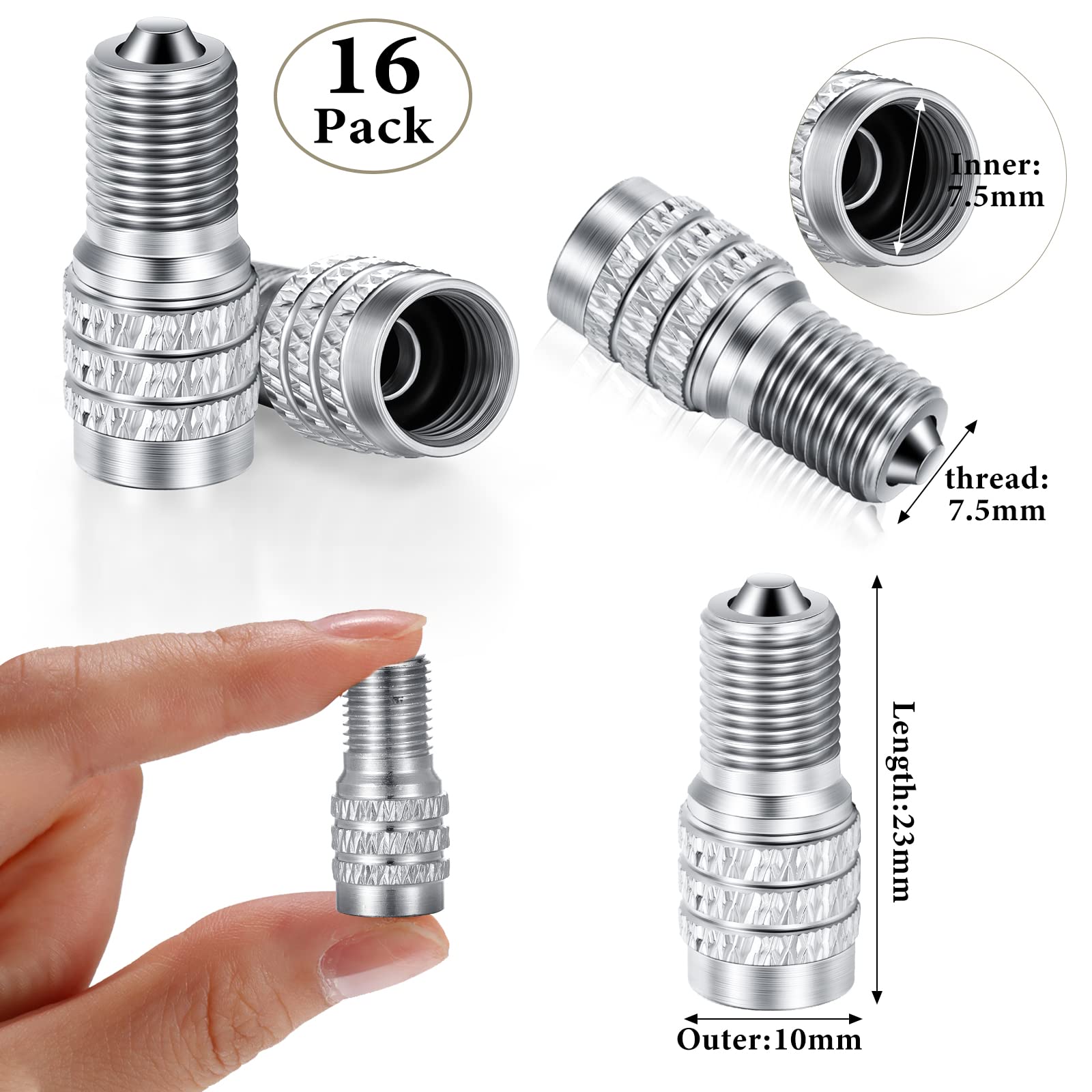16 Pack Double Valve Stem Cap Inflate Tire Valve Flow Through Tires Cap for High Pressure Truck Car RV Semi Bus Tires
