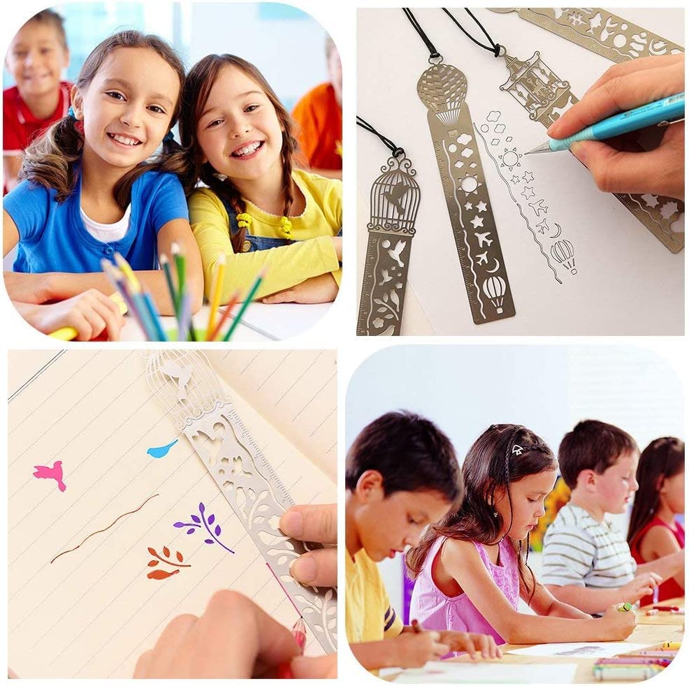Metal Bookmarks Ruler 4pcs Multifunctional Metal Bookmark Ruler Style Metal Bookmarks for Writers Teachers Friends Mothers Children