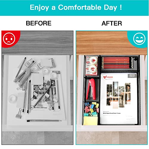 HUANUO Desk Drawer Organizer- 5 Compartments Large Space,16.2 x 12.2 x 2.36 Inches,Multi-use Storage Box Set for Office,Bathroom, Kitchen, Makeup