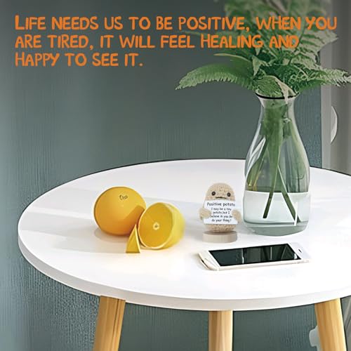 Uisky AA Mini Funny Positive Energy Potato Car Accessories Dashboard Decorations,Knitted Toy with Encouragement Card Creative,Car Interior Gift for People Who Love Cute Things.
