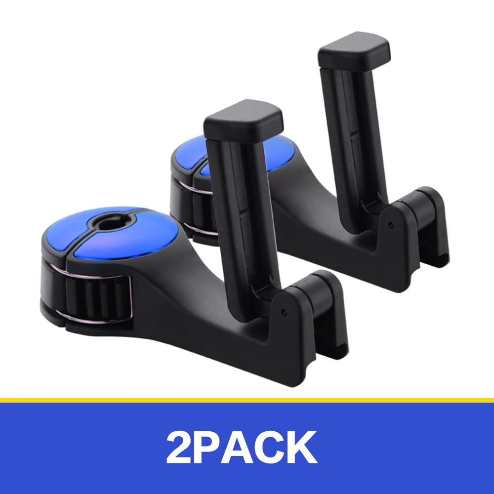 Banseko 2 Pack Car Hook,Car Seat Back Hook,Universal Multifunctional Car Vehicle Back Seat headrest Mobile Phone Holder,Universal adjustable Car headrest hook (Blue)